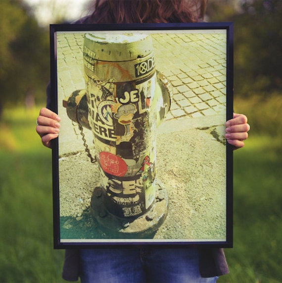NYC Graffiti Hydrant Street Scene Square Prints | Etsy