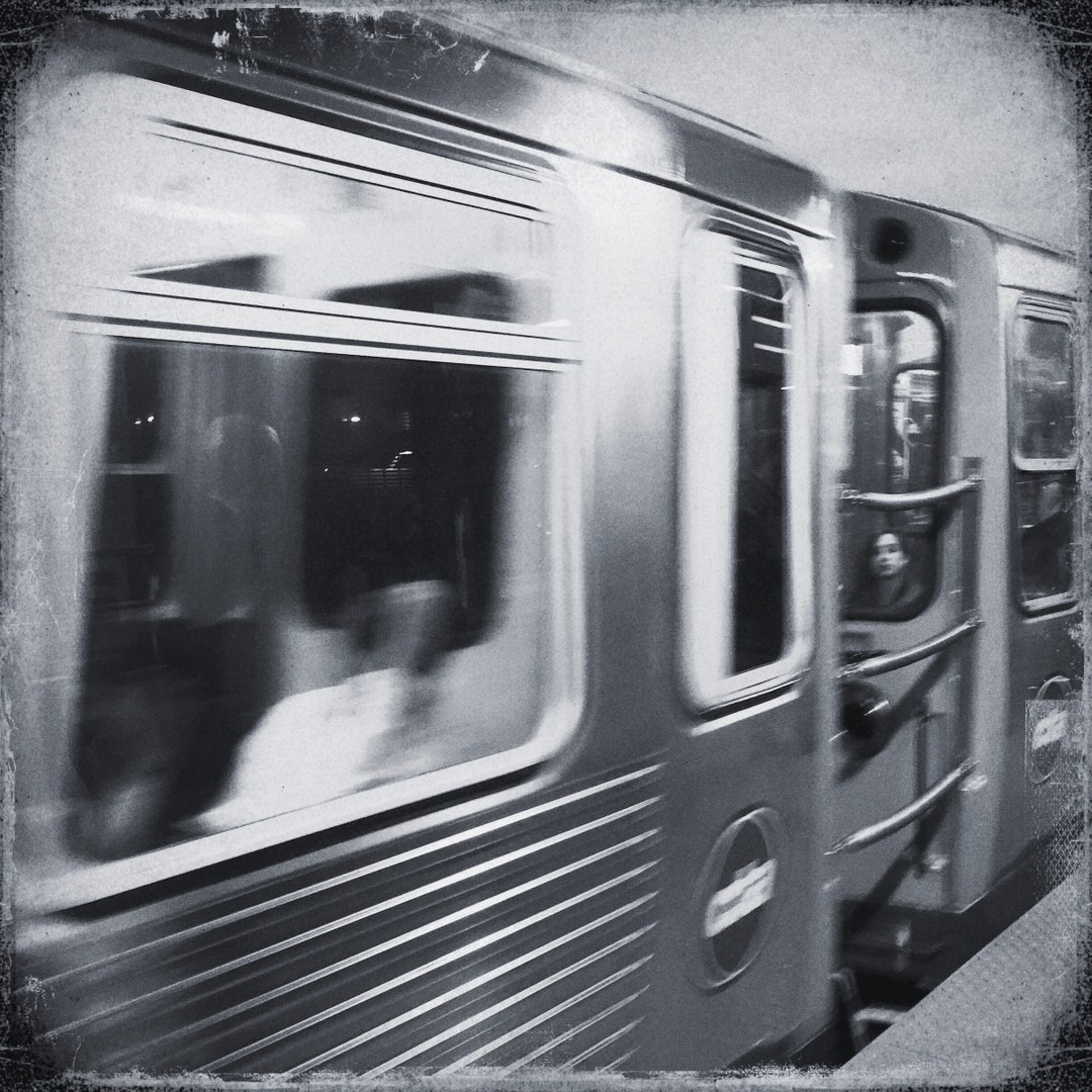 CTA Train Side, Subway, Chicago, Black and White and Purple, City Life ...