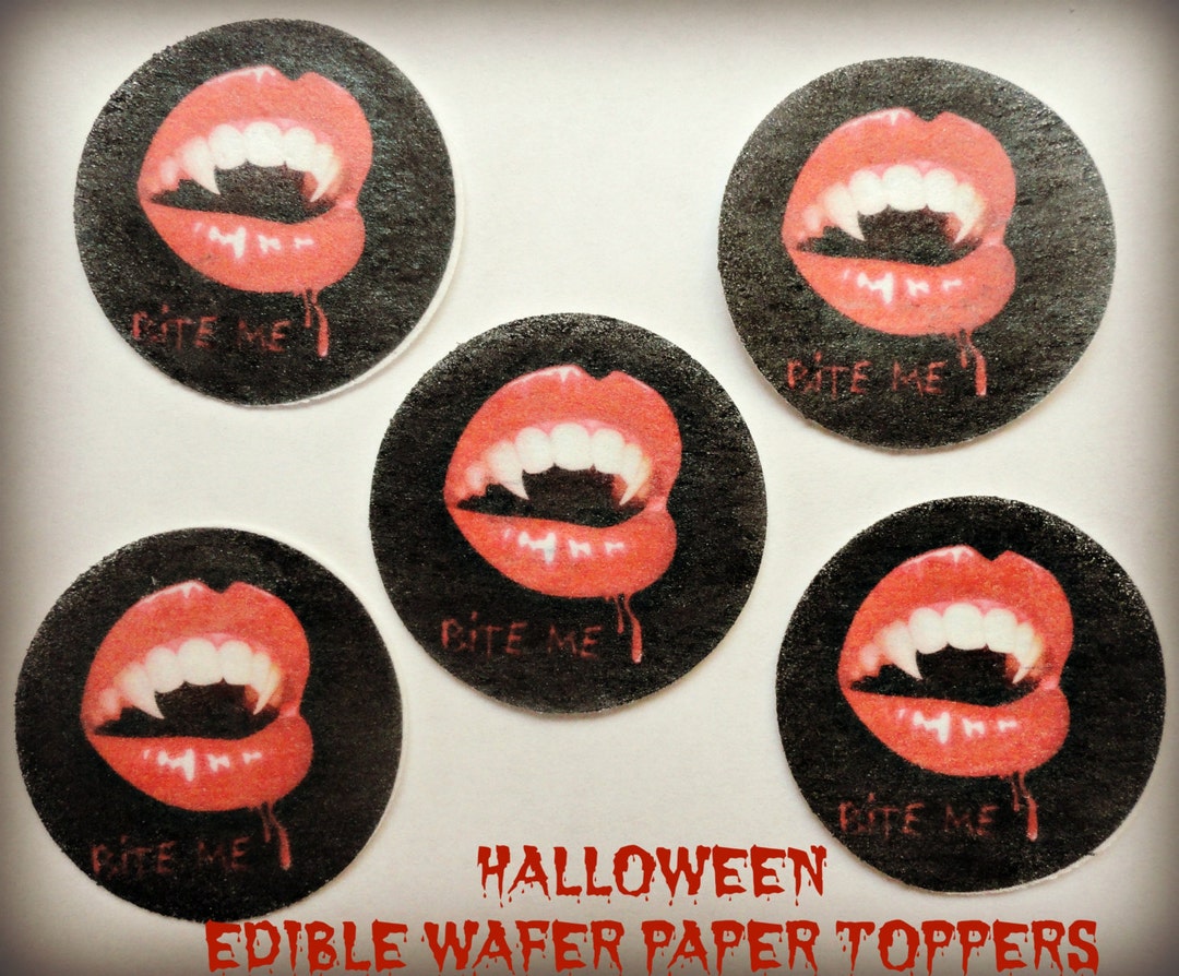 12 HALLOWEEN Vampire Fangs Bite Me Blood Precut Edible Image - Etsy
