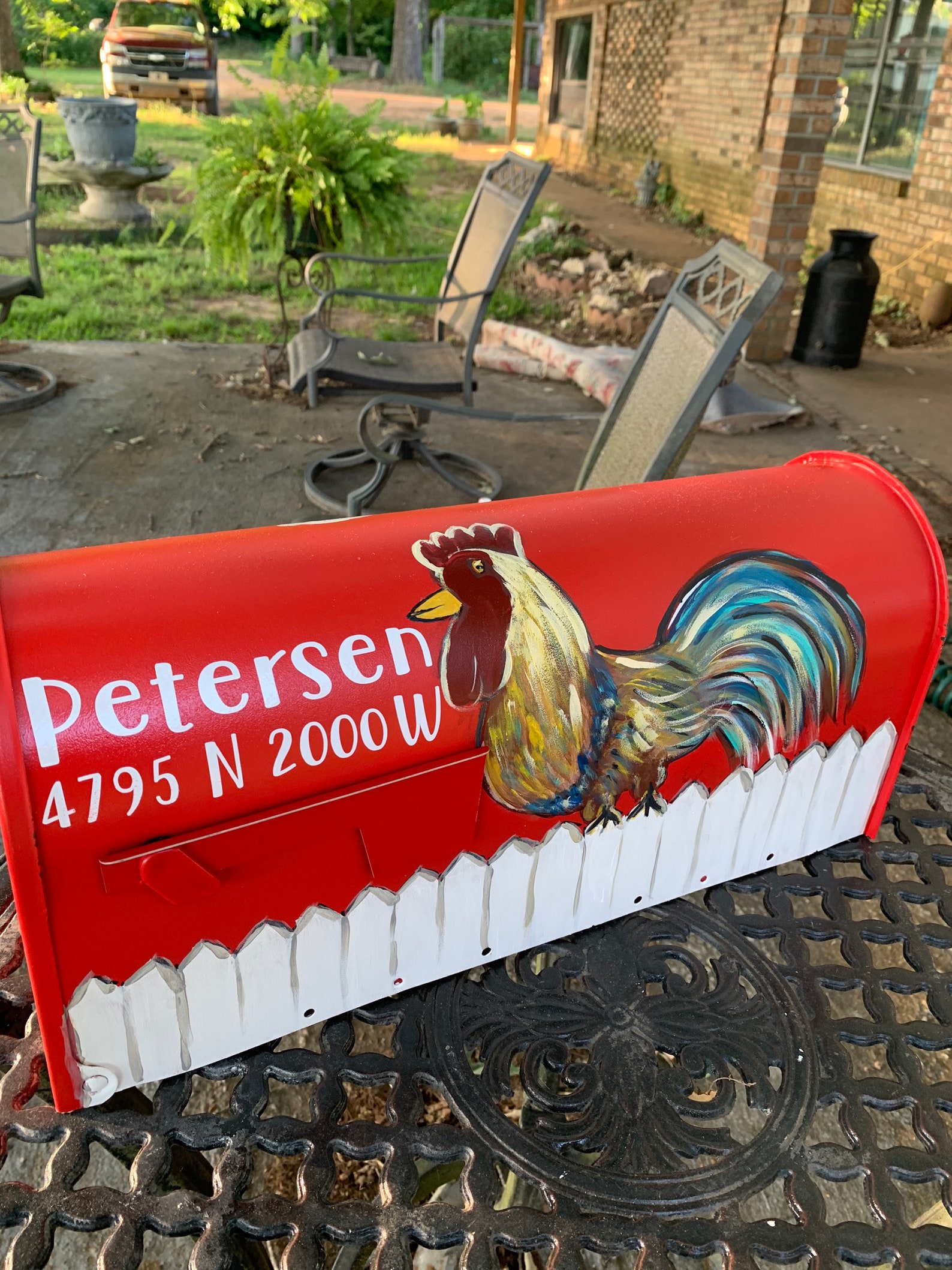 Red mailbox with Rooster / Rooster mailbox / Personalized | Etsy