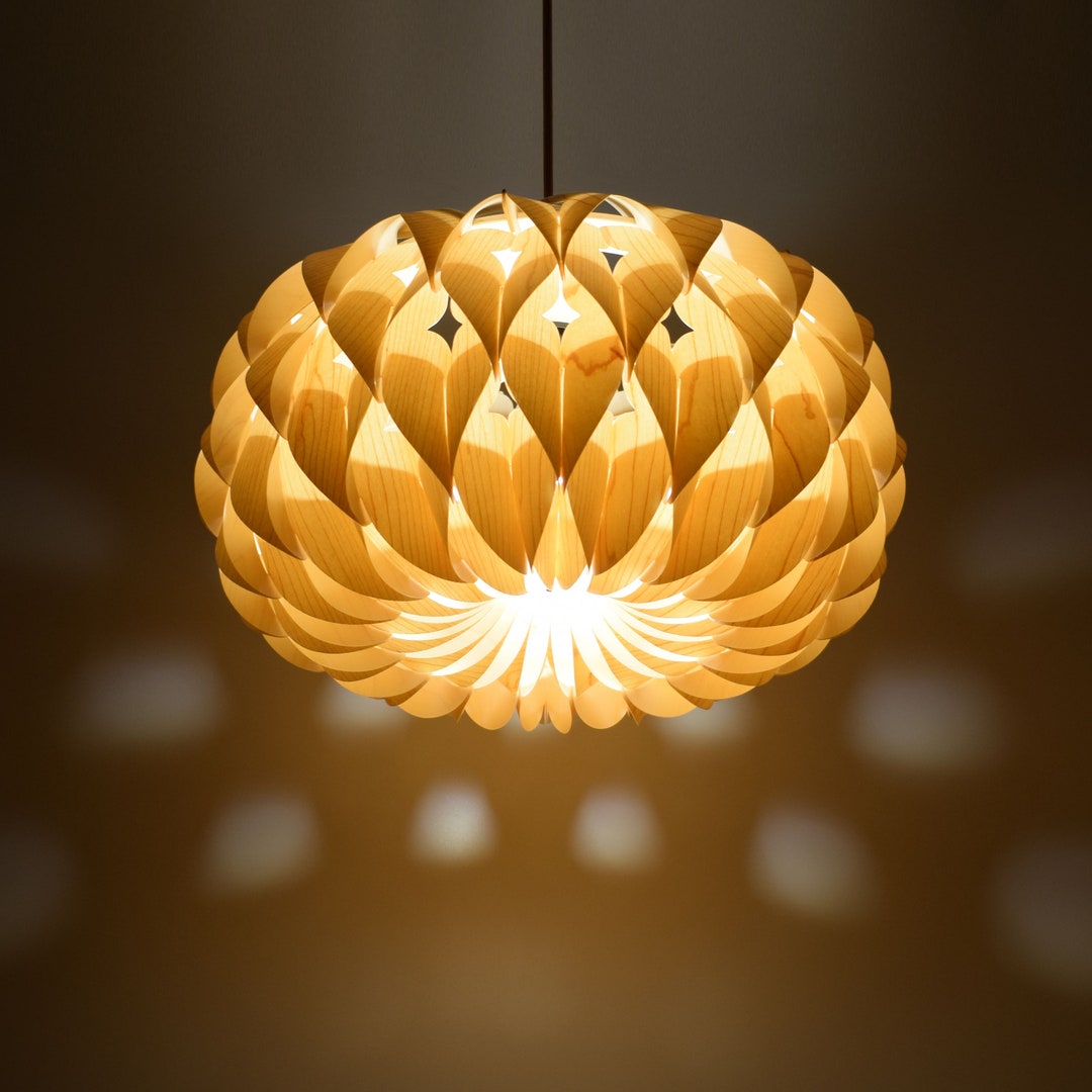 Handmade Maple Chandelier-lighting-bloom Pendant Light-wood Pendant ...