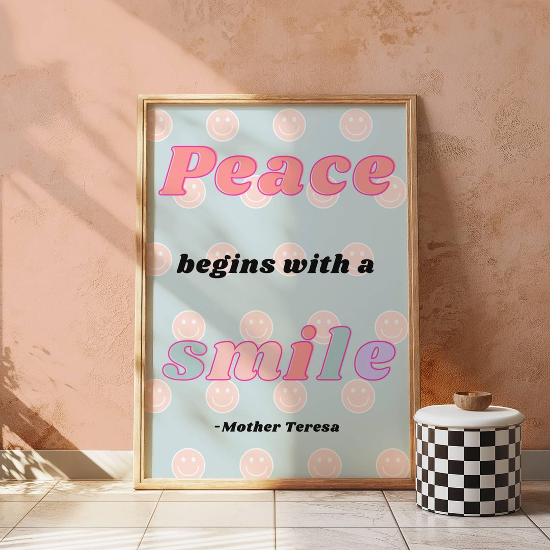 Smile Pastel Wall Art, Inspirational Quote From Mother Teresa Print for ...