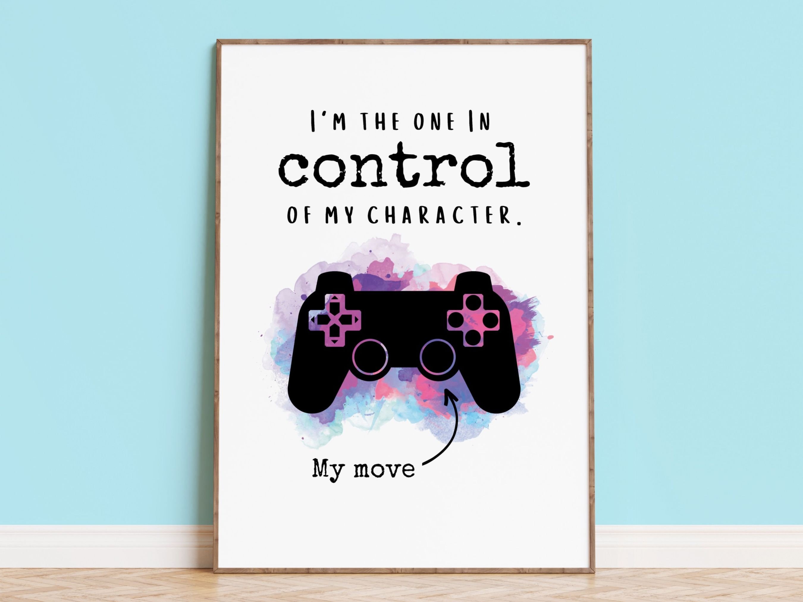 Teen / Kids Gaming Motivational Wall Art in Purple and Pink, Positive ...