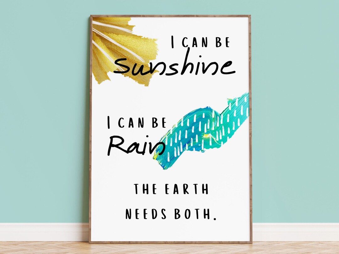 Feelings Positive Affirmation Poster, Sunshine and Rain Wall Art ...