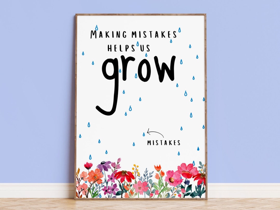 Mindful of Mistakes Multicolour Wall Art, Mental Health for Kids Poster ...