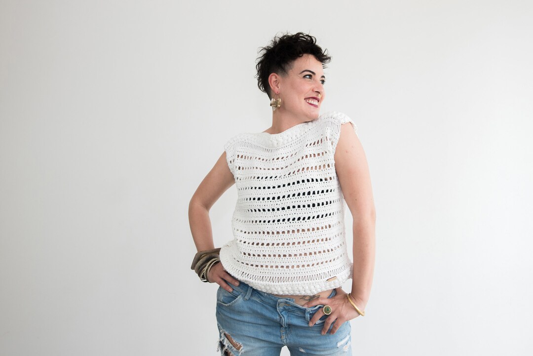 Crochet Boho Loose Knit Top Tank, Women Summer Clothes in Boho Chic ...