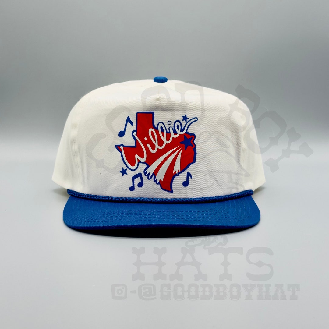 WILLIE NELSON Hat Vintage Retro Red White & Blue Trucker Rope Hat ...