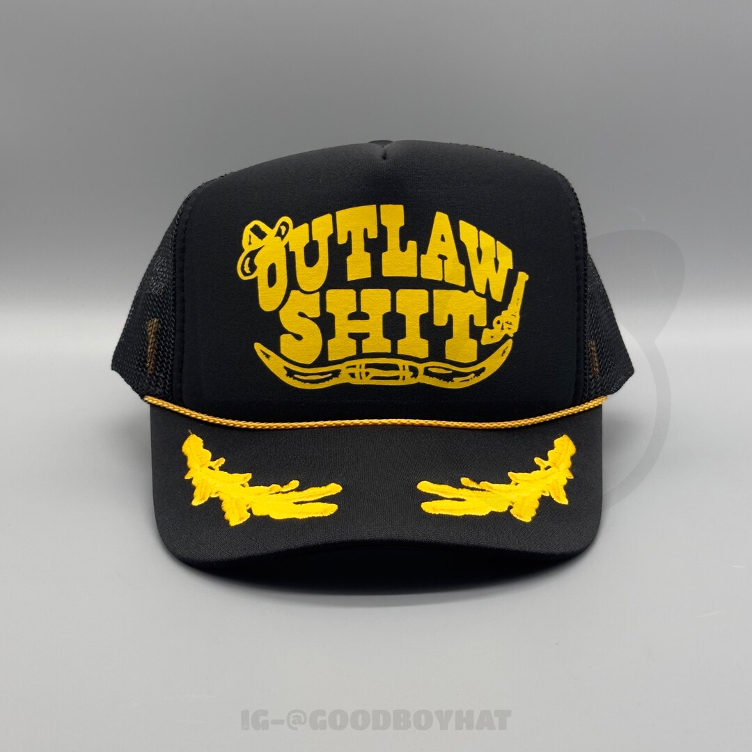 Outlaw Shit Hat Vintage Retro Black / Black Mesh Trucker Rope Hat ...