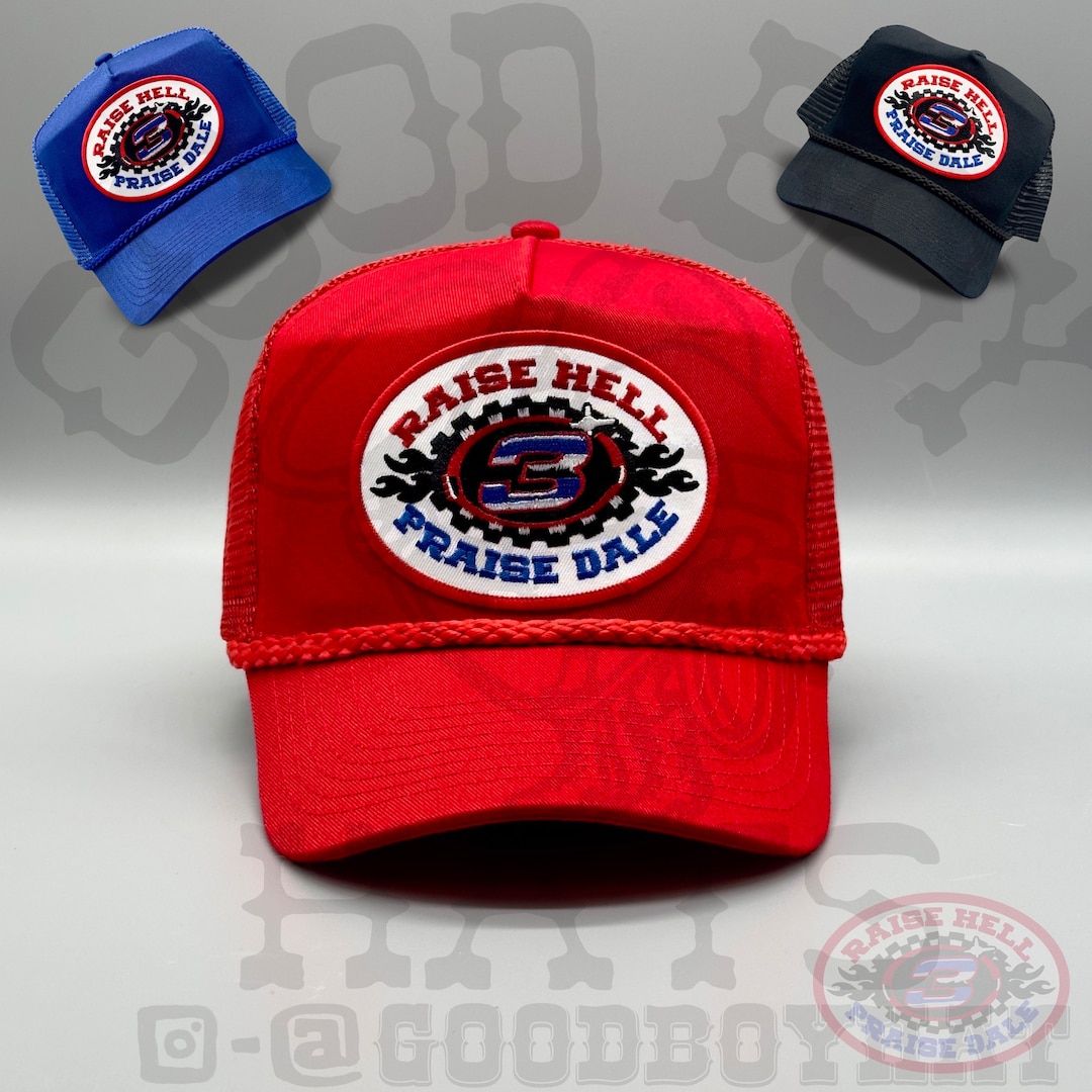 Raise Hell Praise Dale NASCAR Hat Vintage Retro Patch Red/black/blue ...