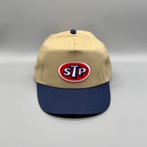 STP Motor Oil Hat Vintage Retro 2-tone Khaki Navy Trucker Hat Snapback ...