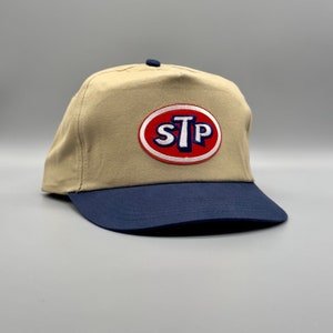 STP Motor Oil Hat Vintage Retro 2-tone Khaki Navy Trucker Hat Snapback ...