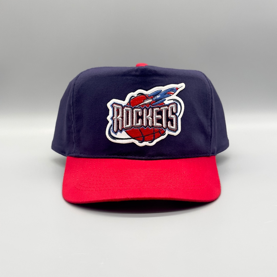 Houston Rockets Hat Vintage NBA Basketball Retro Patch Red / Navy ...
