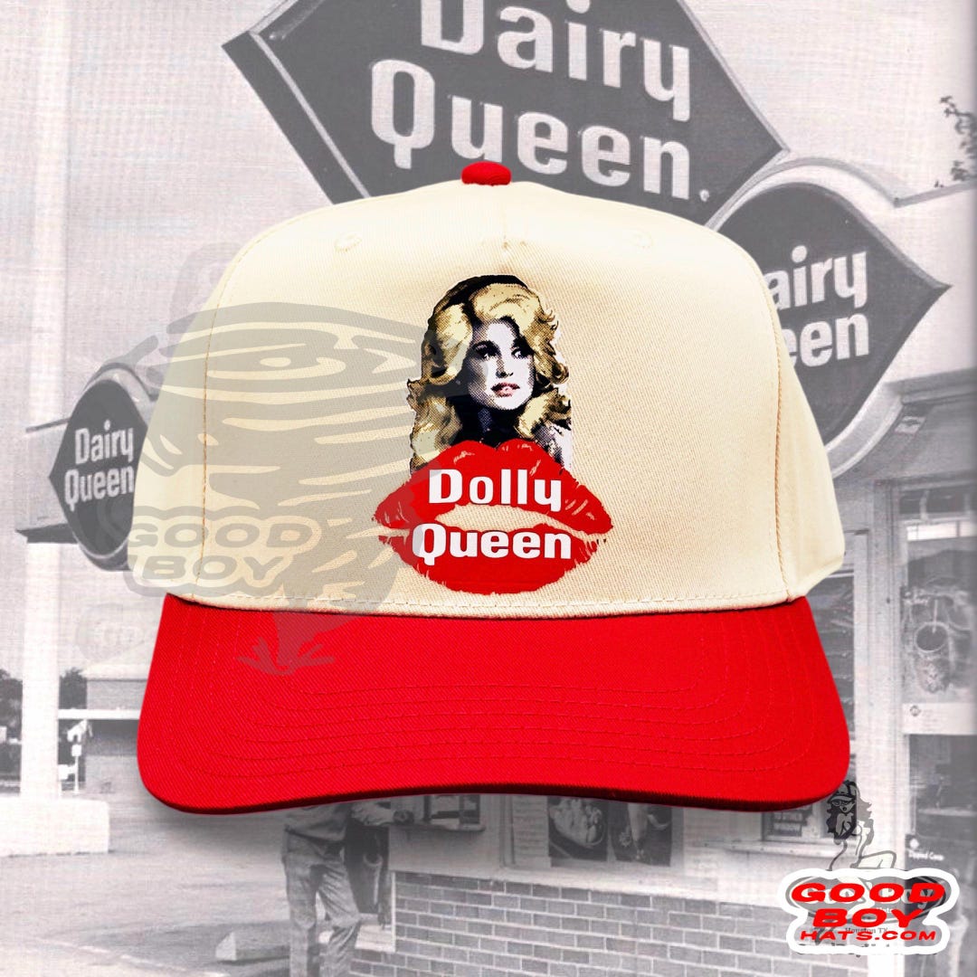 DOLLY QUEEN Hat Vintage Retro Red/cream Trucker Hat Snapback Cap 80s ...