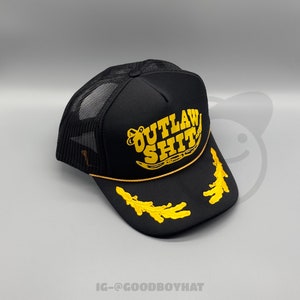 Outlaw Shit Hat Vintage Retro Black / Black Mesh Trucker Rope Hat ...