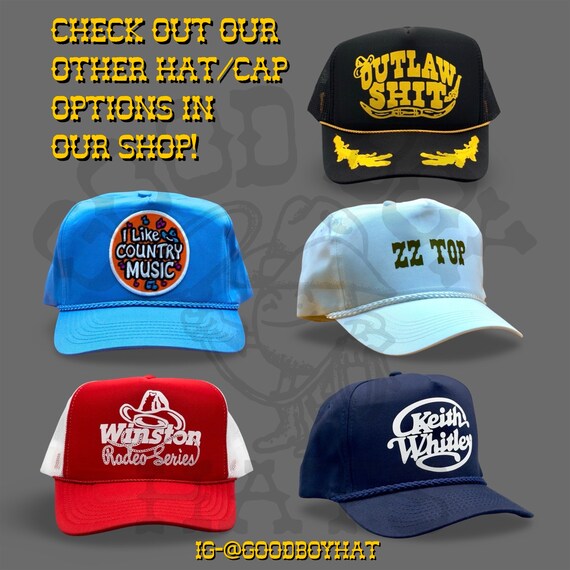 Hank Williams Jr Hat Vintage Retro White/Black or Cam… - Gem