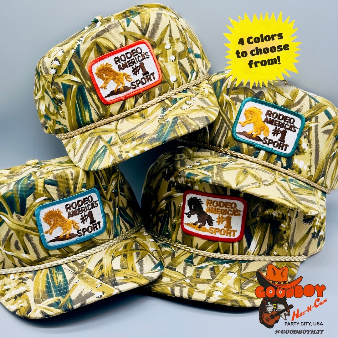 RODEO AMERICA’S #1 SPORT Hat Vintage Retro Duck Camo Trucker Rope ...