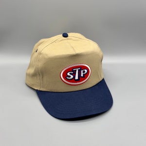 STP Motor Oil Hat Vintage Retro 2-tone Khaki Navy Trucker Hat Snapback ...