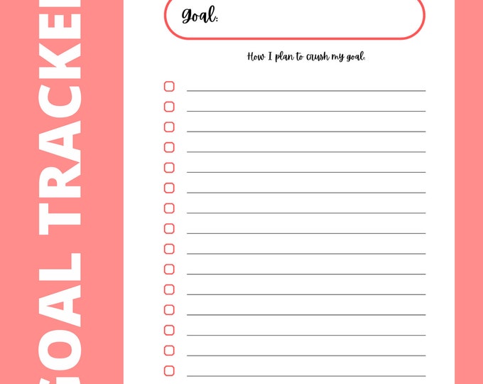 Goal Tracker Printable Worksheet Digital Download - Etsy