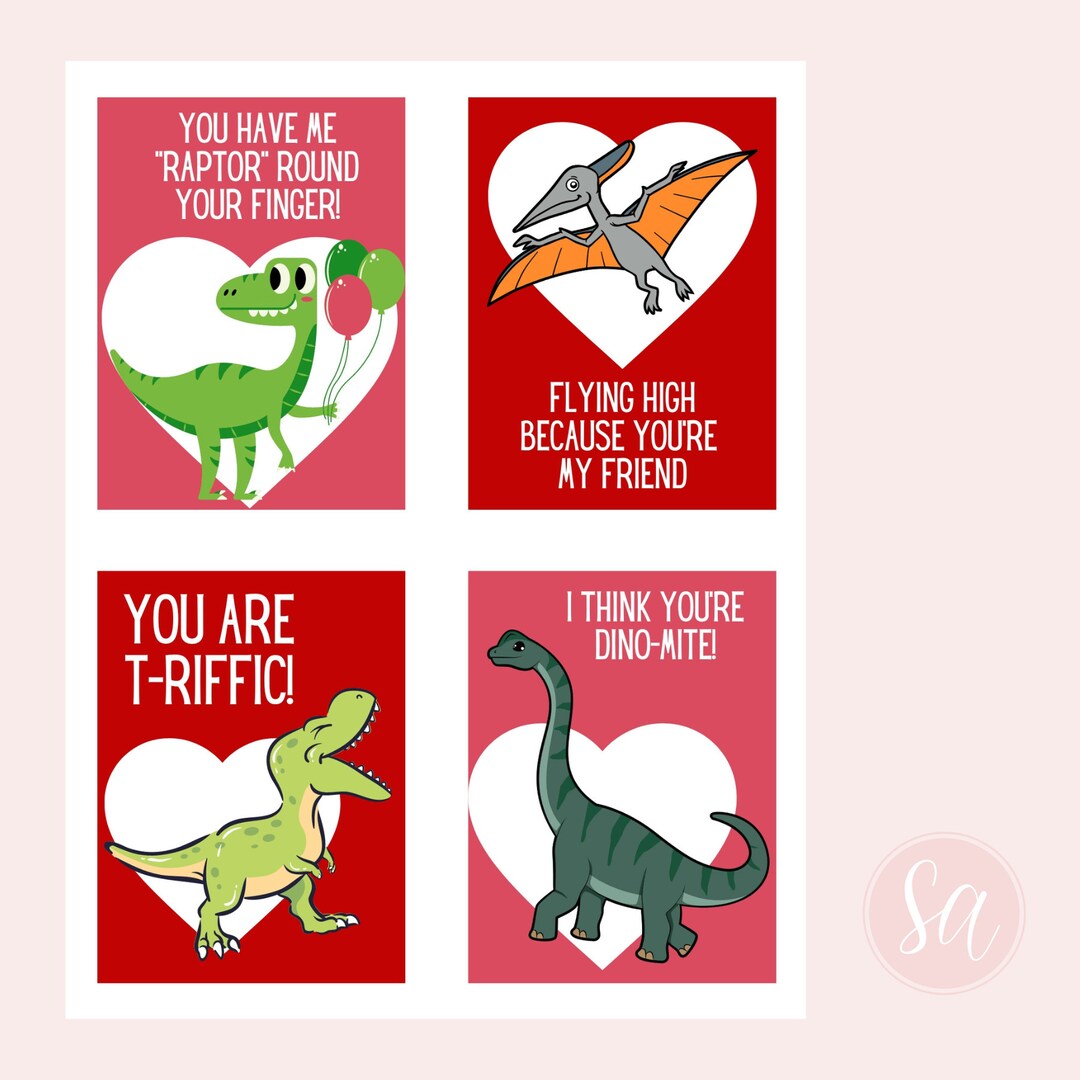 Dinosaur Valentine Cards, Kids Valentine Cards, School Valentines ...