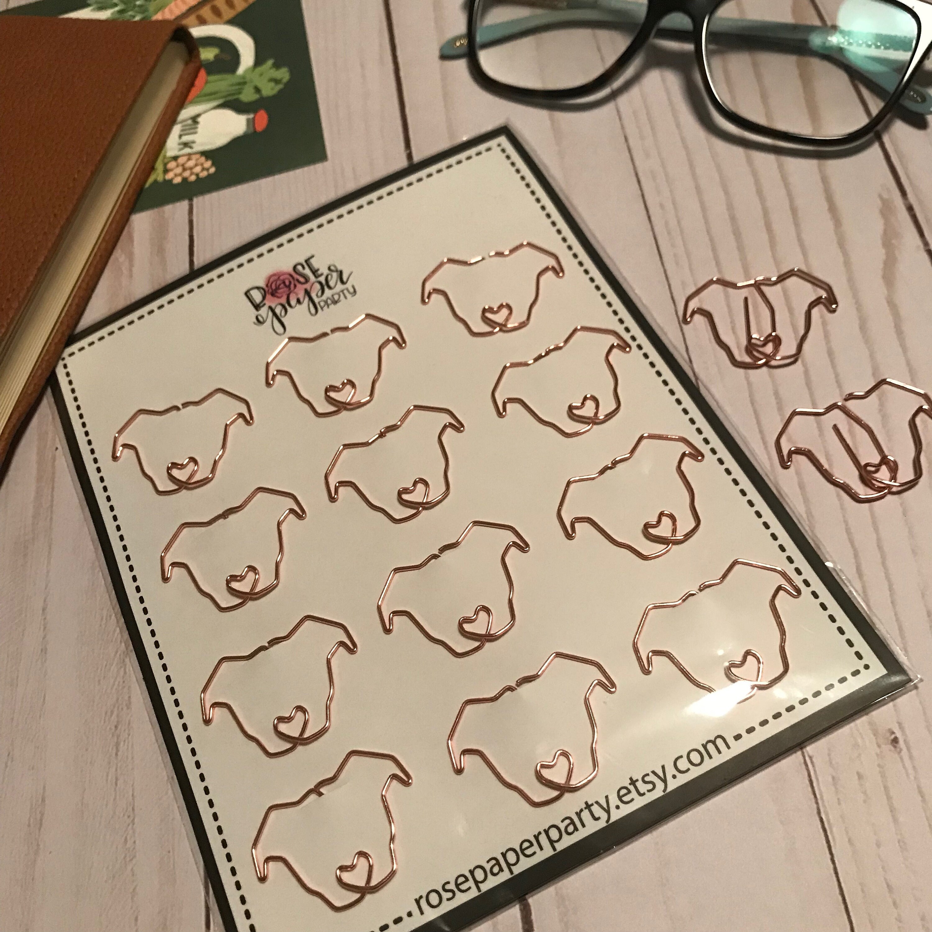 Rose Gold Large Pit Bull Shaped Metal Paper Clips Custom - Etsy