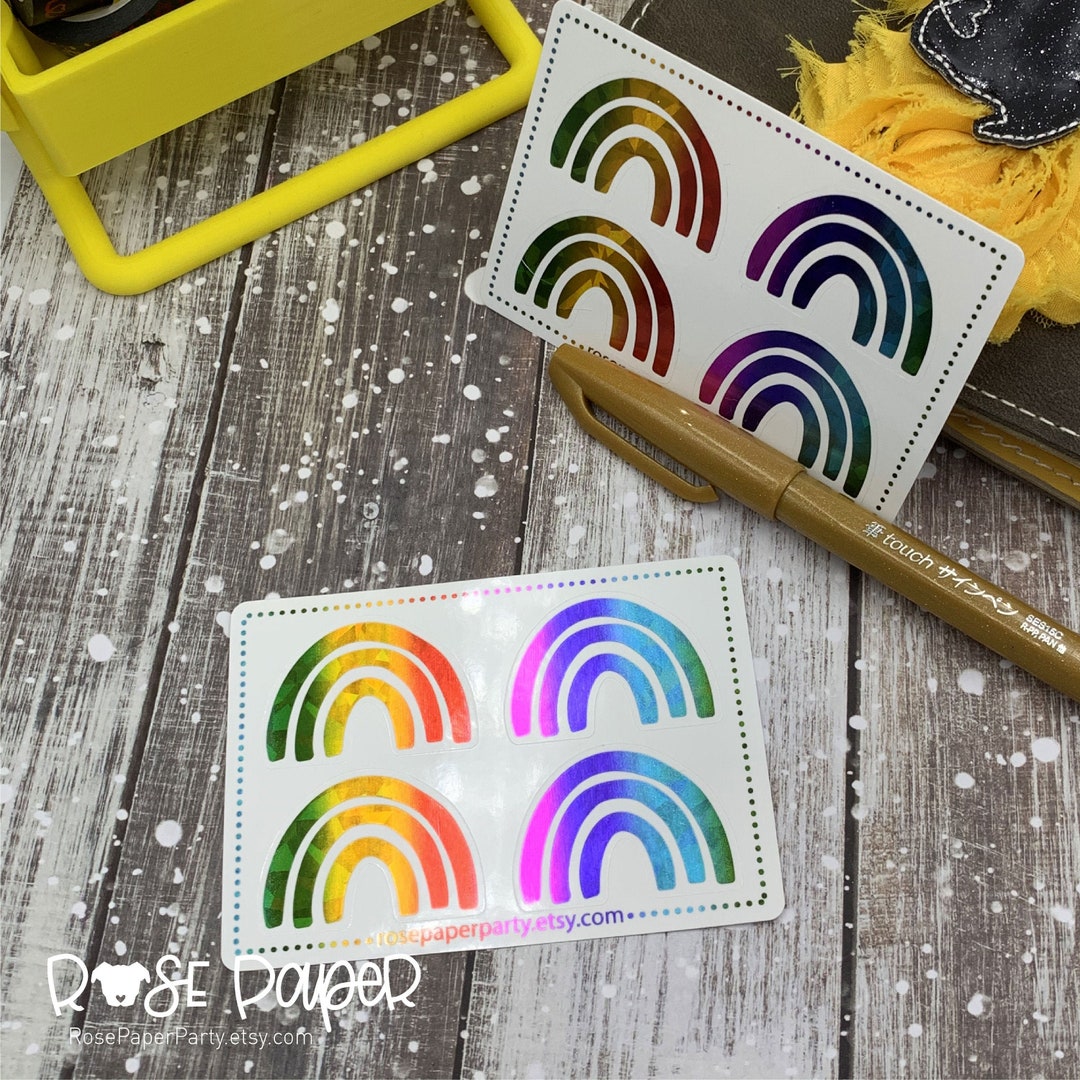 Rainbow Foil Rainbow Sticker Permanent Glossy Vinyl - Etsy