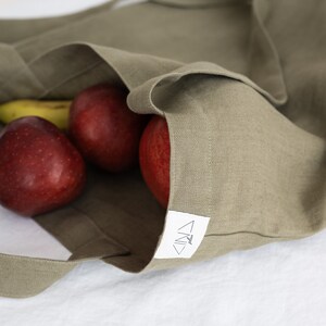 Linen Shopping Bag With Long Handles. Linen Bag Minimalist Style ...