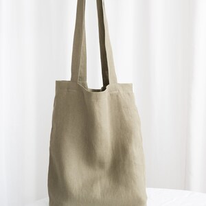 Linen Shopping Bag With Long Handles. Linen Bag Minimalist Style ...