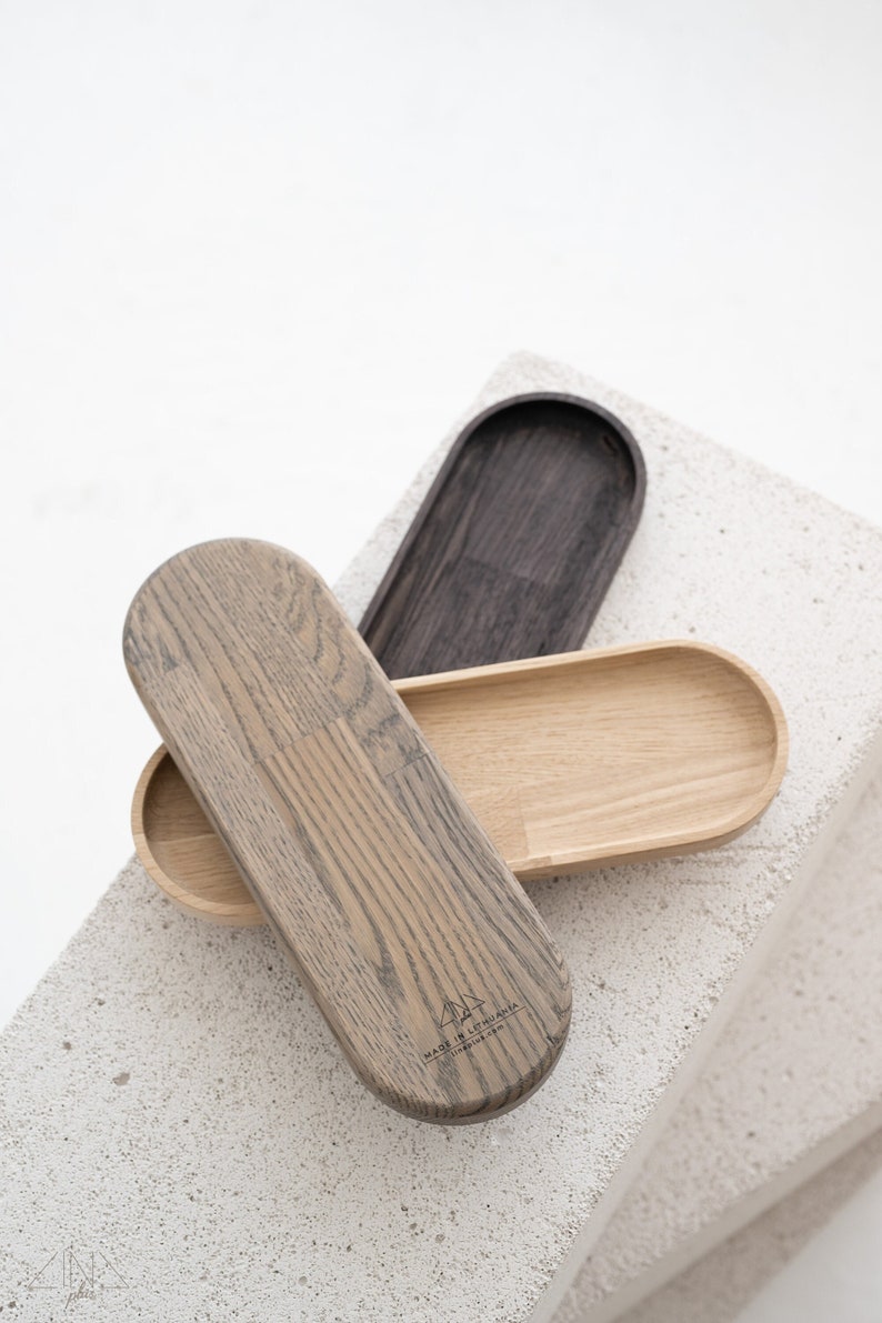 OAK TRAY Oblong | Narrow Natural Wooden Tray for Candles, Reeds ...