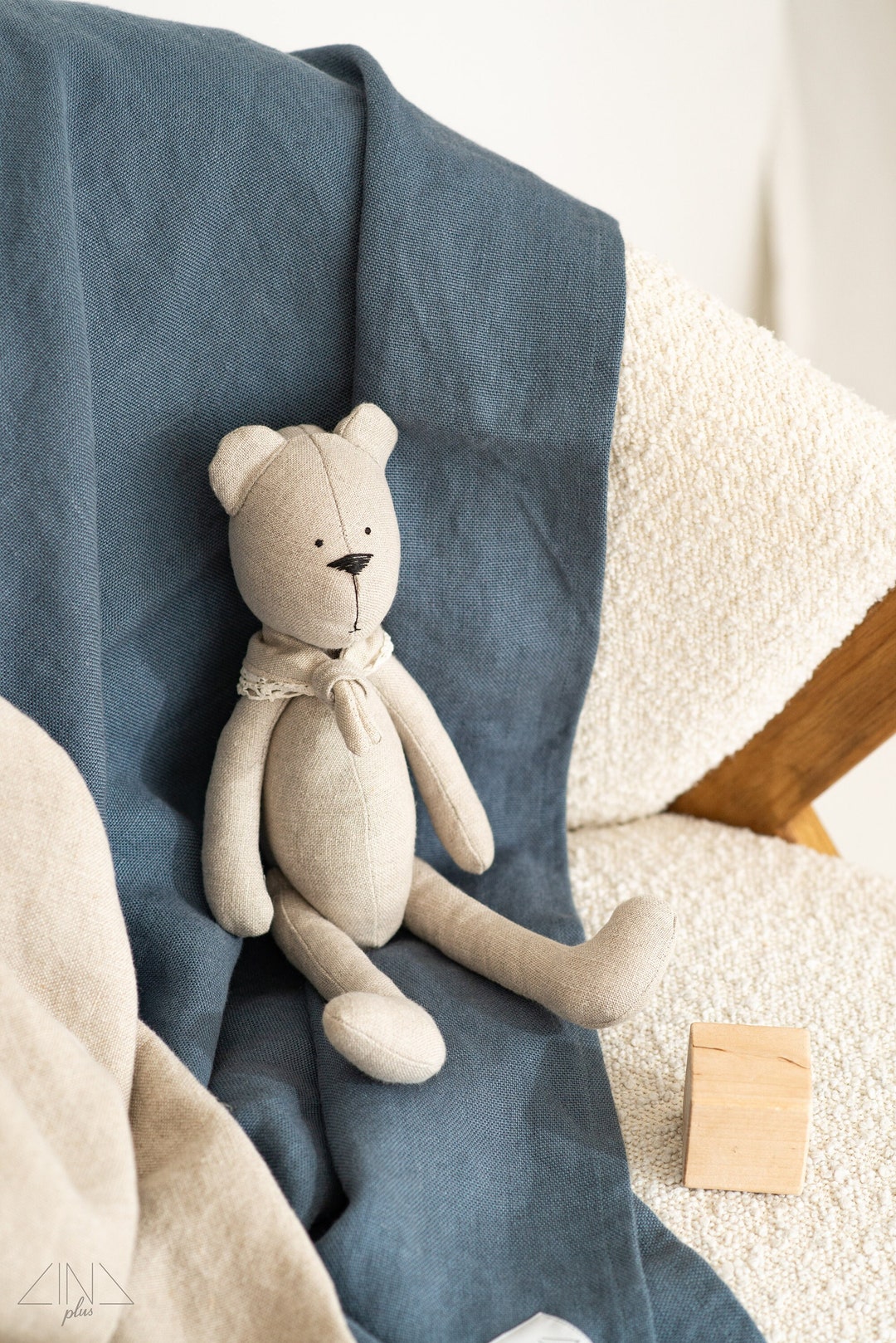 Linen Teddy Bear. Natural Linen Baby Toy. Gift for Children. Handmade ...
