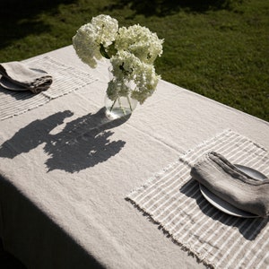 Heavy-weight Linen Tablecloth. Natural, Oatmeal, Off-white, Cream ...