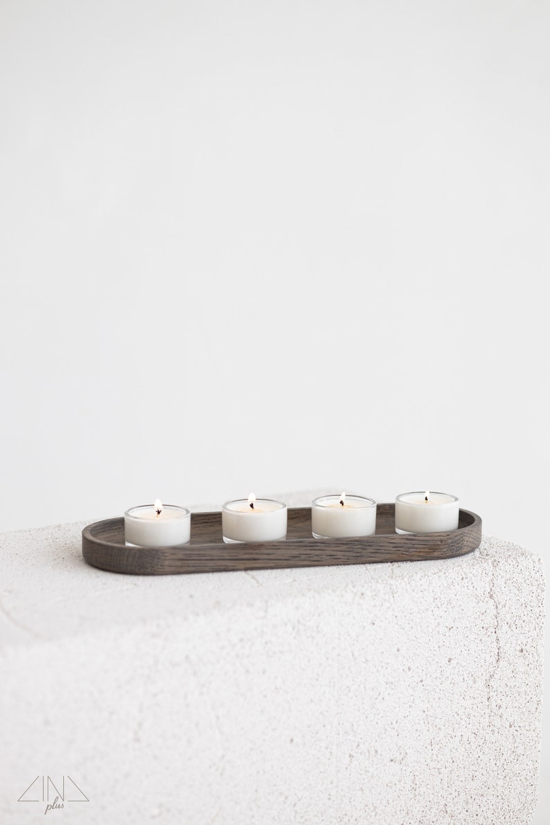 OAK TRAY Oblong | Narrow Natural Wooden Tray for Candles, Reeds ...
