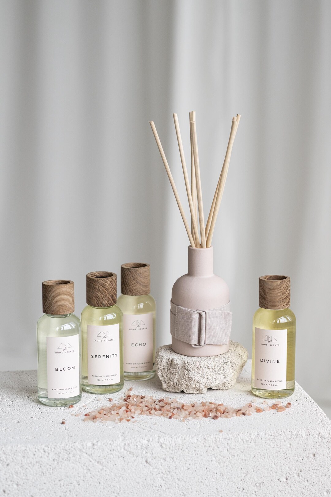 PINK REED DIFFUSER: Bloom, Divine, Echo, Serenity. Ceramic Vase With ...