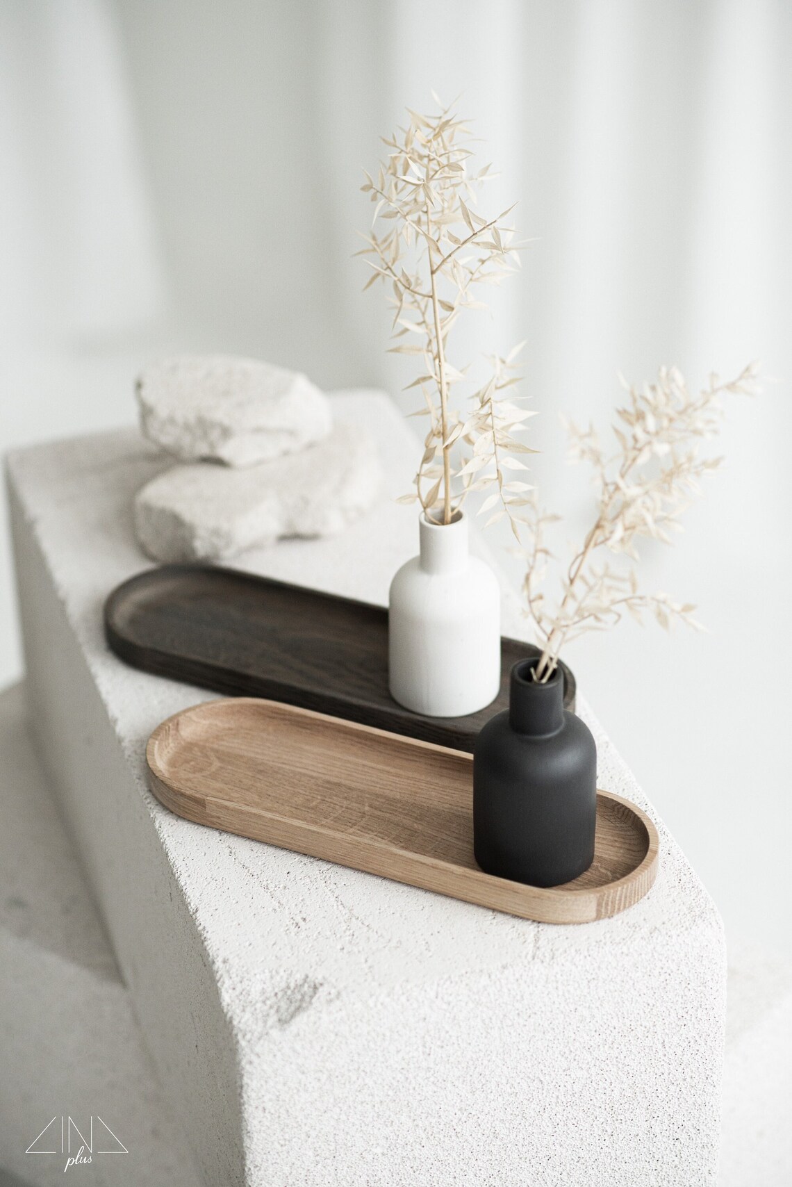 OAK TRAY Oblong | Narrow Natural Wooden Tray for Candles, Reeds ...