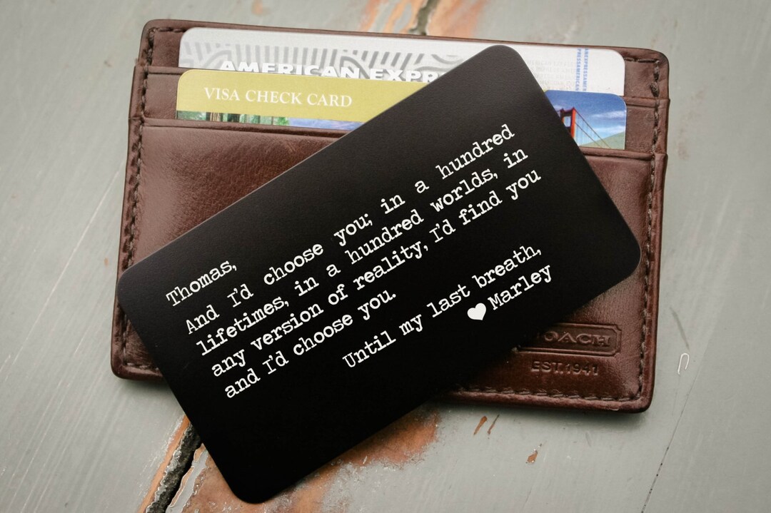 Custom Wallet Insert, Personalized Wallet Card, Metal Wallet Insert ...