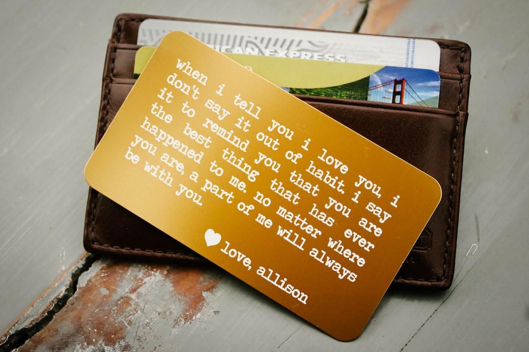 Personalized Wallet Card, Metal Wallet Insert, Engraved Wallet Card ...
