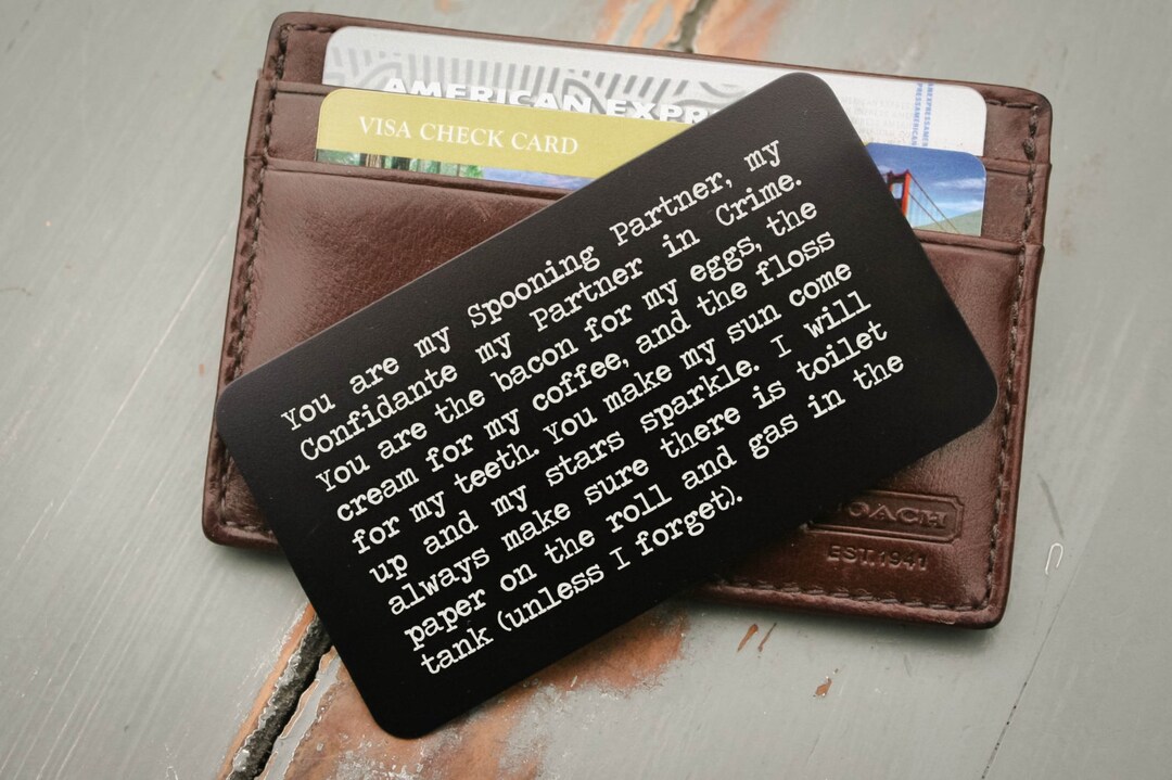 Engraved Wallet Insert, Personalized Wallet Card, Custom Wallet Card ...