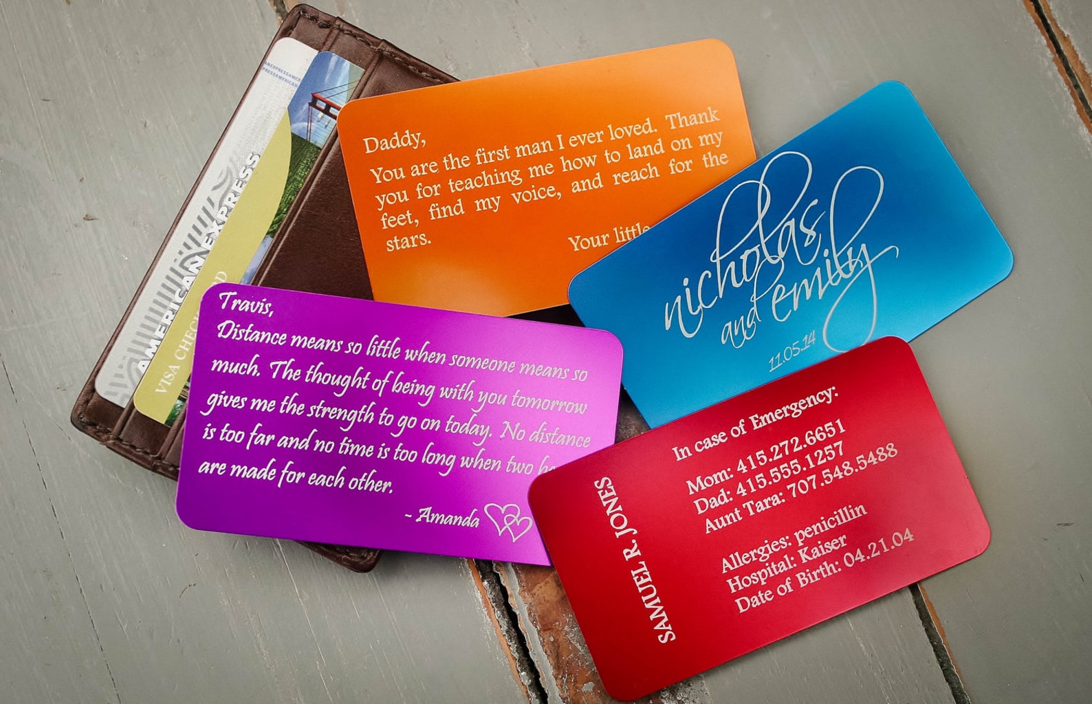 Personalized Wallet Card Metal Wallet Insert Custom Wallet - Etsy