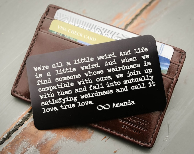 Personalized Wallet Card, Metal Wallet Insert, Engraved Wallet Card ...