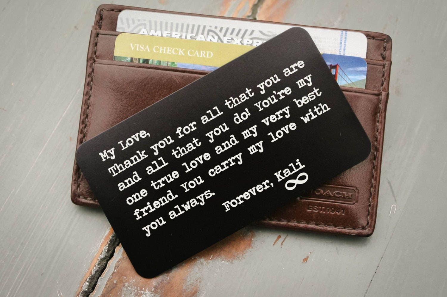 Wallet Card Gift for Him Engraved Wallet Insert: | Etsy