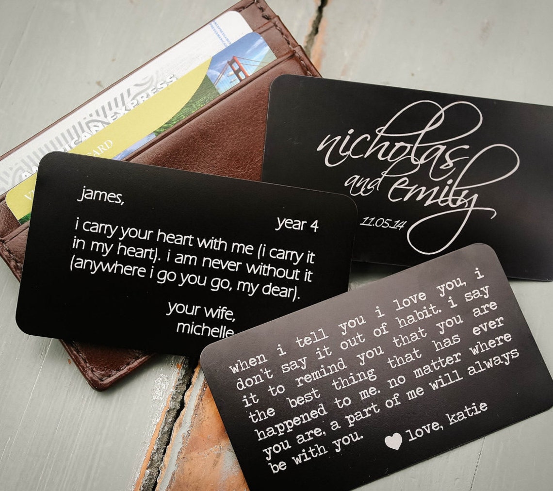 Custom Wallet Card Personalized Wallet Insert Engraved Love - Etsy