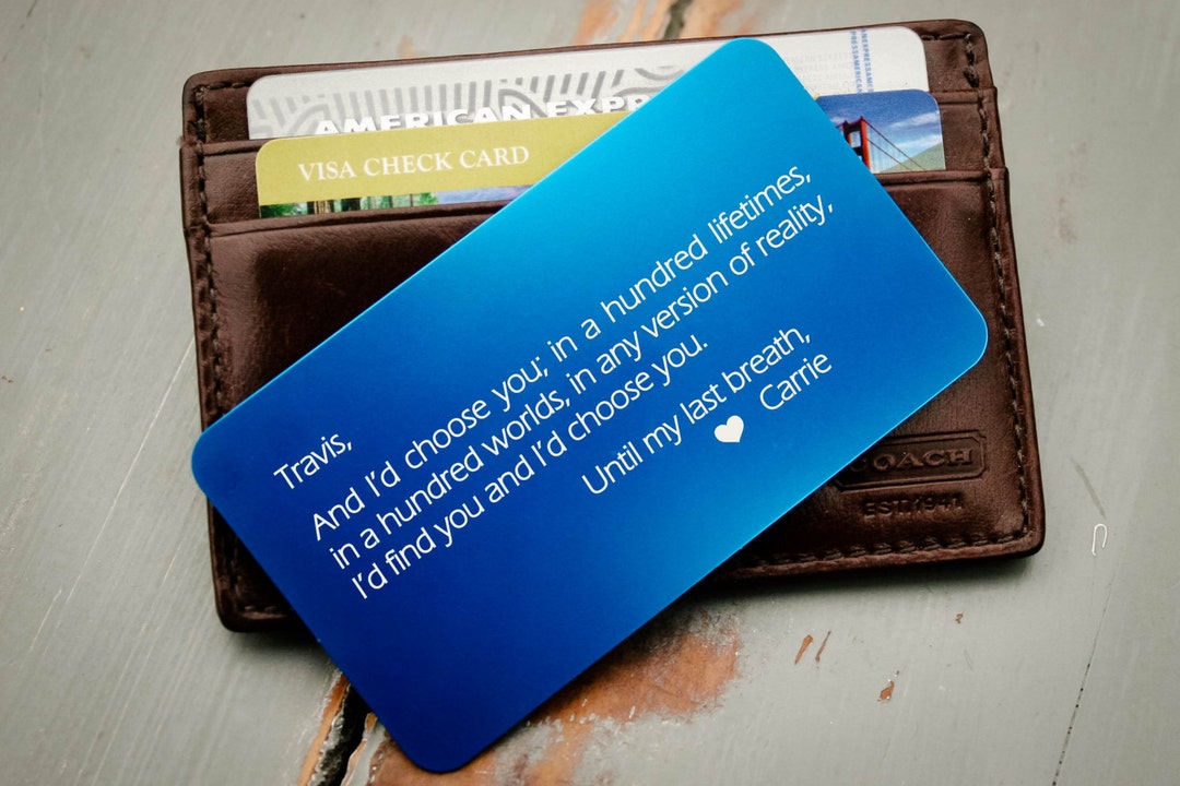 Personalized Wallet Card, Metal Wallet Insert, Engraved Wallet Card ...