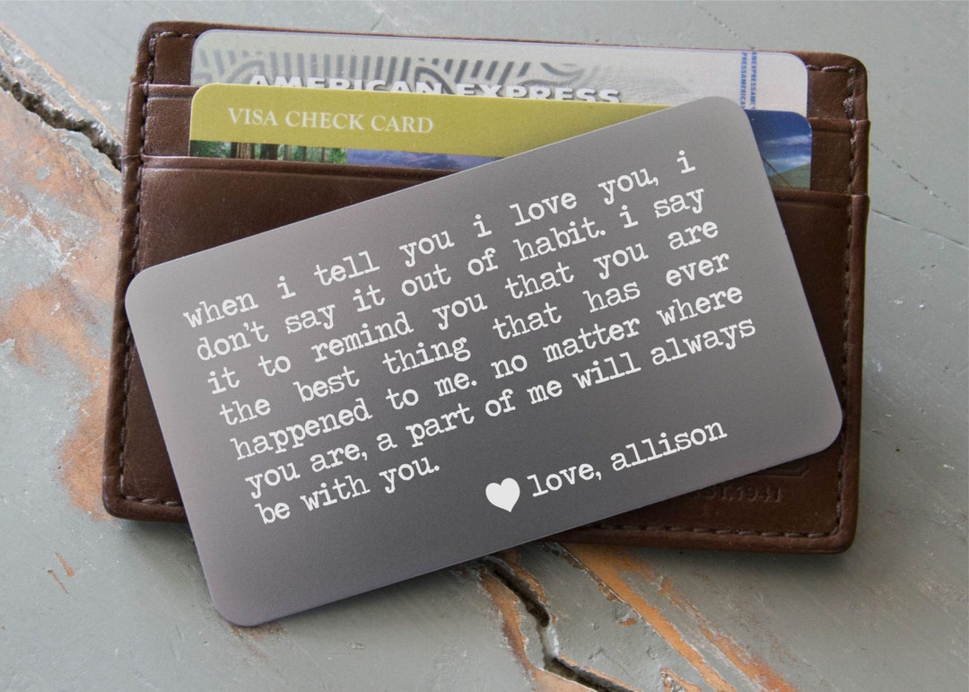 Personalized Wallet Card, Custom Wallet Insert, Silver Wallet Card ...