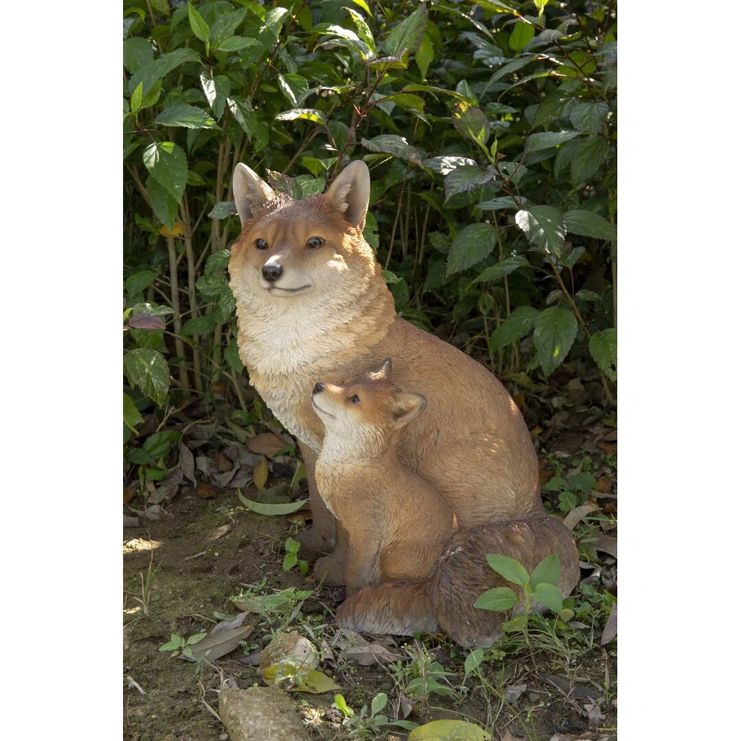 Mother and Baby Fox Sitting Statue, Fox Statue, Animal Statue, Home ...