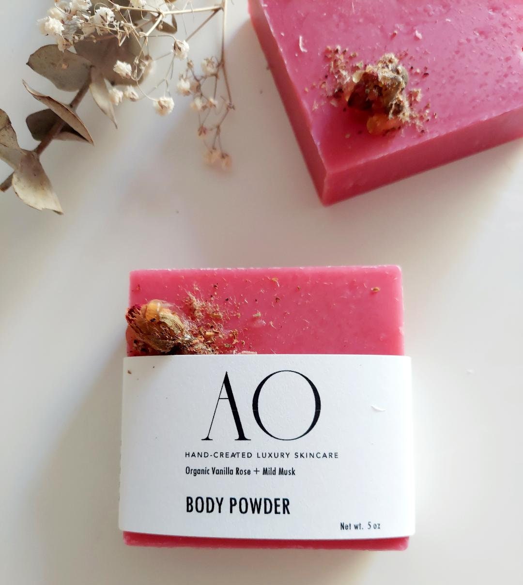 Organic Vanilla Rose Mild Musk Body Powder Soap Luxurious Lather Face ...