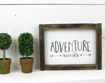 Adventure awaits sign | Etsy