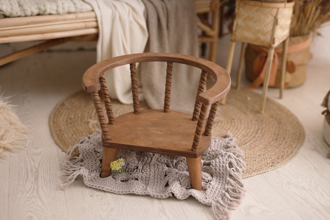 Wooden Chair in Whiskey Brown Color Newborn Prop Sitter Prop - Etsy