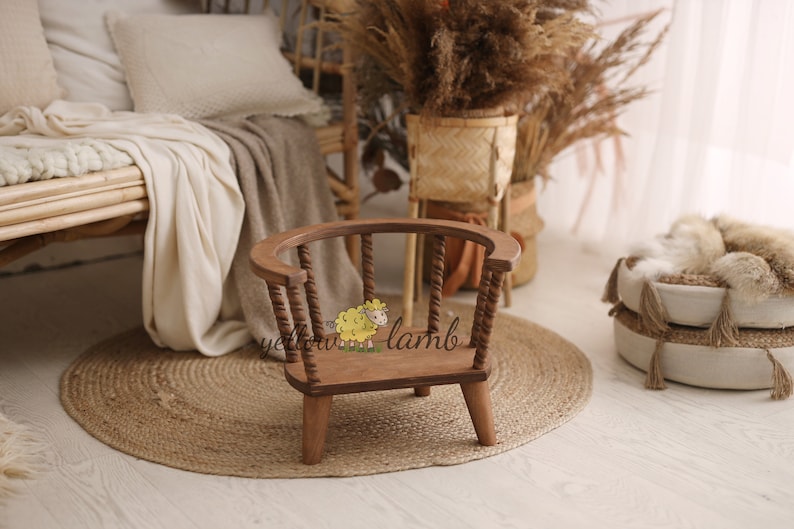 Wooden Chair in Whiskey Brown Color Newborn Prop Sitter Prop - Etsy
