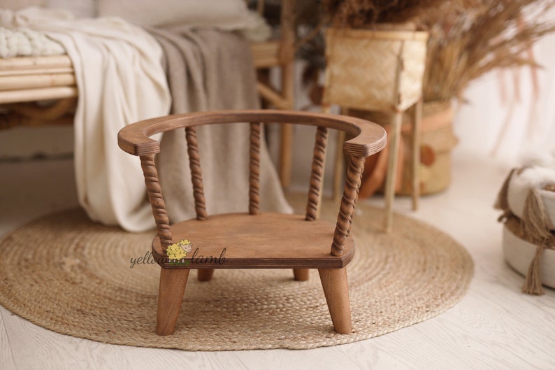 Wooden Chair in Whiskey Brown Color Newborn Prop Sitter Prop - Etsy