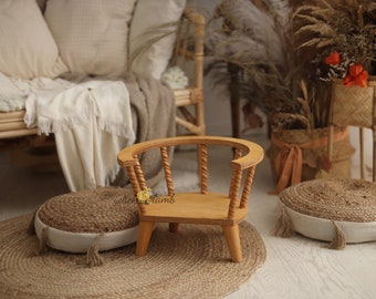 Wooden Chair in Whiskey Brown Color, Newborn Prop, Sitter Prop - Etsy