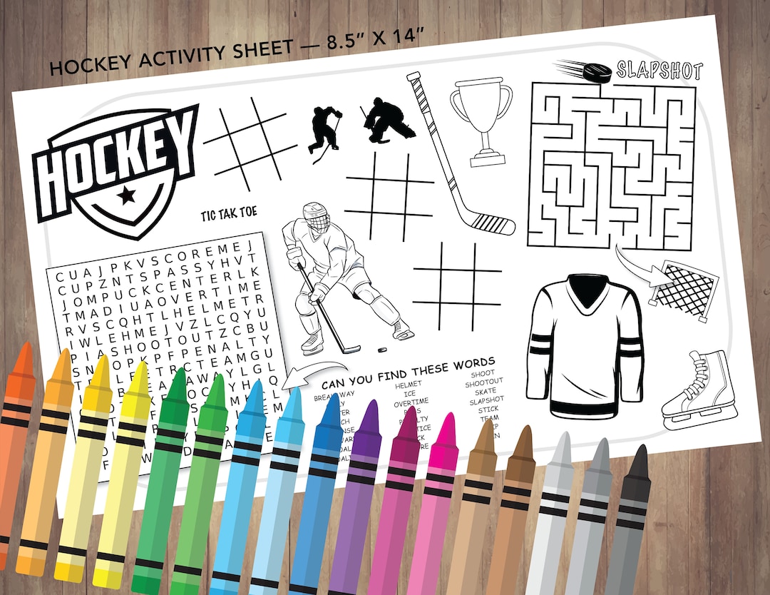 DIGITAL FILE: Hockey >> Activity Sheet >> 8.5" X 14" - Etsy